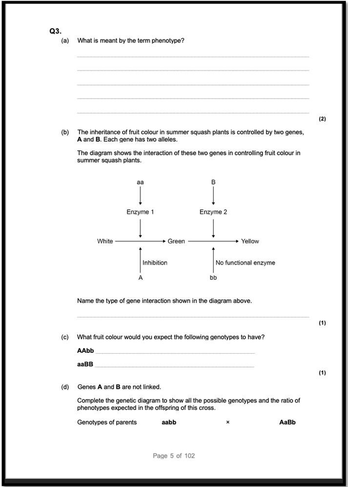 EXAM-PRO QUESTIONS - AQA A-LEVEL BIOLOGY – Learning with ABK